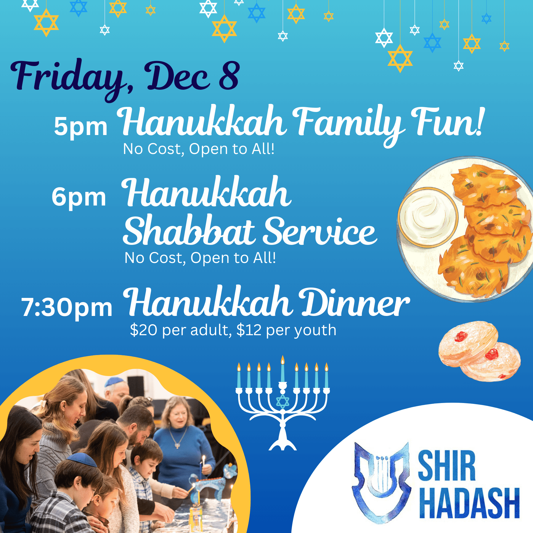 Hanukkah Family Fun, Service, and Dinner at Shir Hadash - Jewish ...